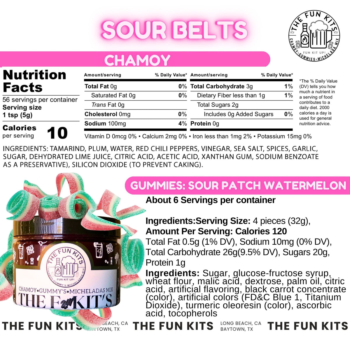 Sour Watermelon gummy belts rolls covered with Gourmet Chamoy | The Fun ...